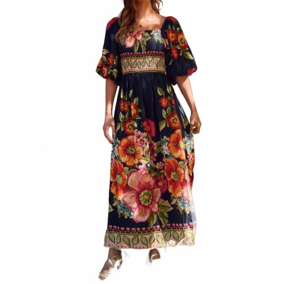 Oddi | Dresses | New Oddi Jessi Floral Border Printed Maxi Dress In ...
